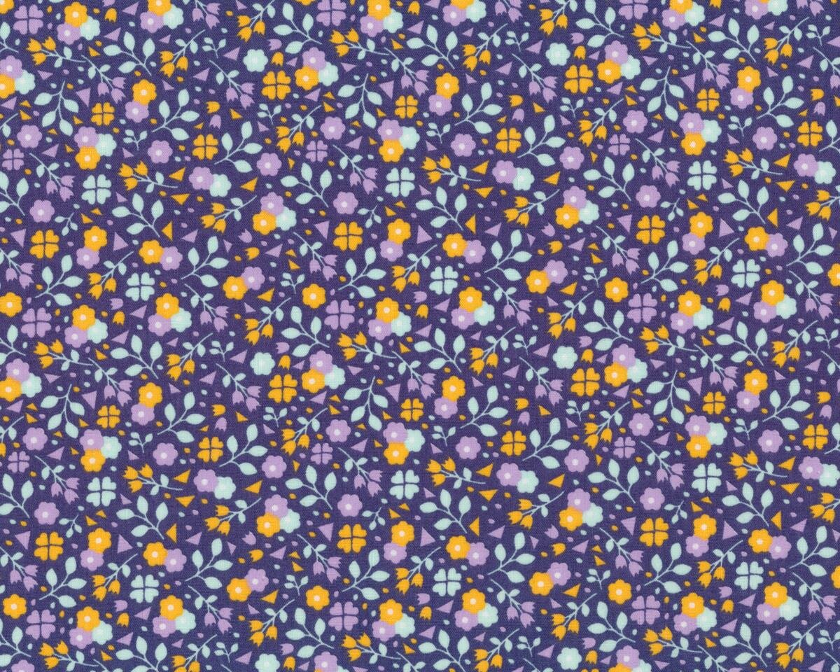 Feiner Baumwollstoff, COVERED MEADOW, Streublümchen, dunkles pflaume ...
