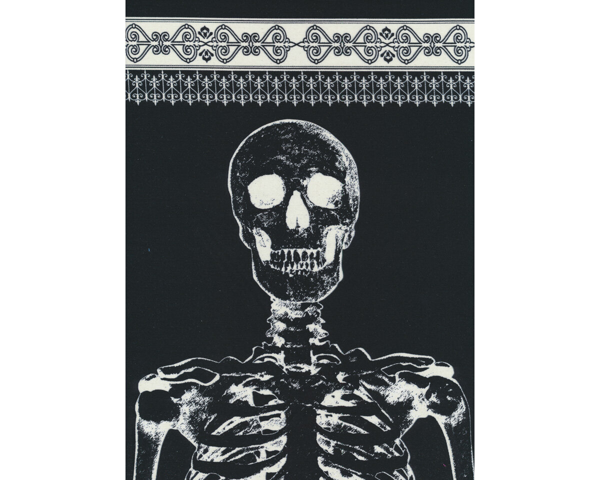 60-cm-Rapport Fluoreszierender Patchworkstoff MR. BONES, Skelett, sch ...