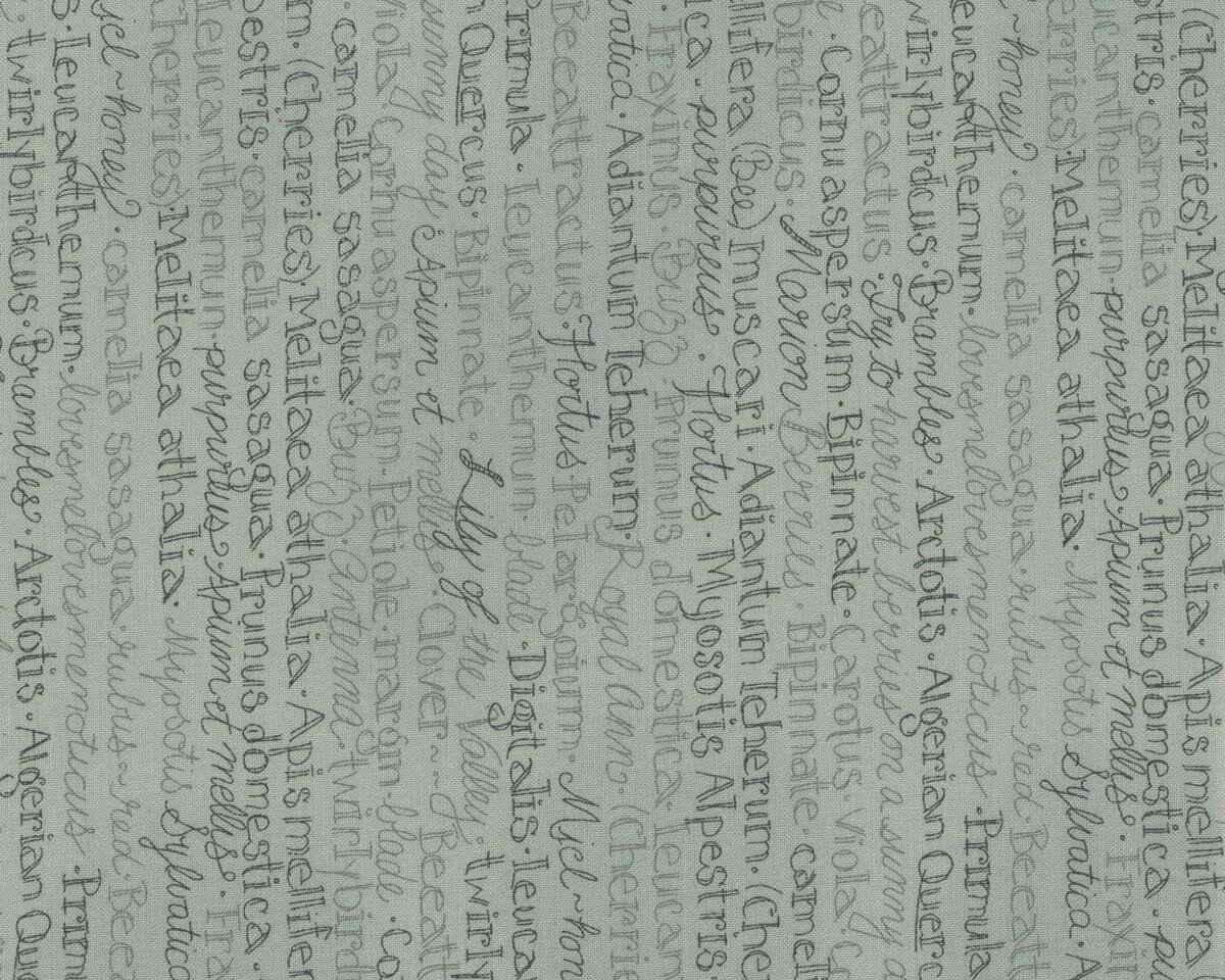 Patchworkstoff GARDEN NOTES, Schrift, grüngrau-anthrazit, Moda Fabric ...