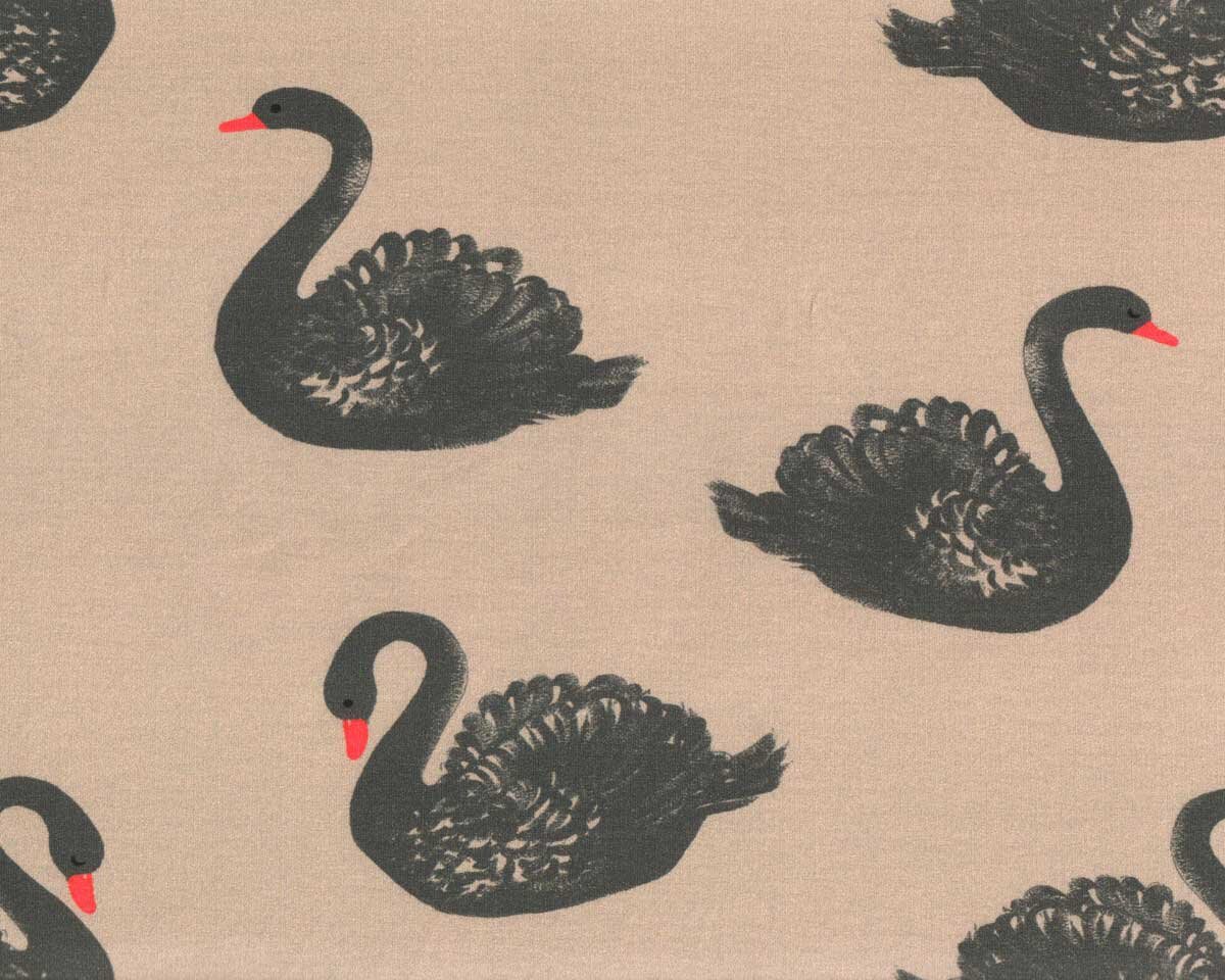 Sweatstoff SWEET SWAN, große Swäne, schlammbraun, Hilco, 34,99